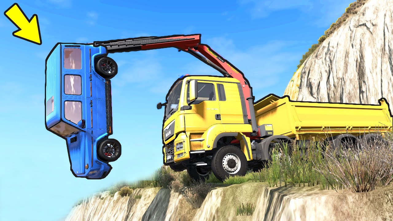Long Cars Flatbed Trailer Tractor - Crane Truck Rescue Car - Cars vs ...